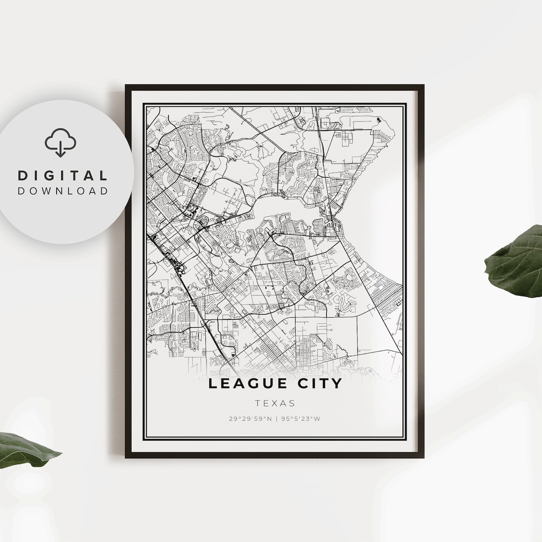 League City Texas Map Art Print (digital Download), NP46 - Etsy