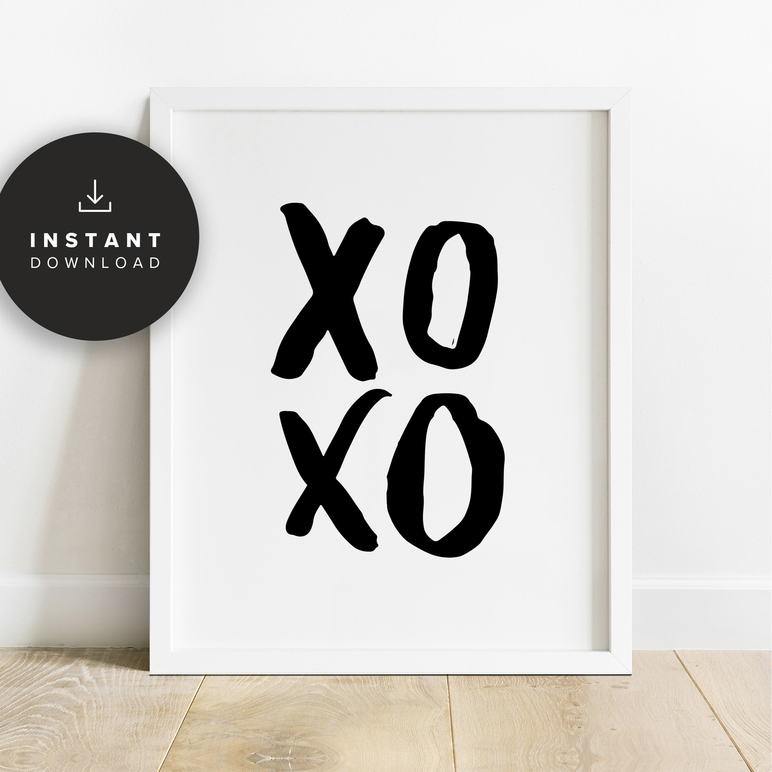 XOXO Print, Brush Script Typography, Black and White Poster (digital ...