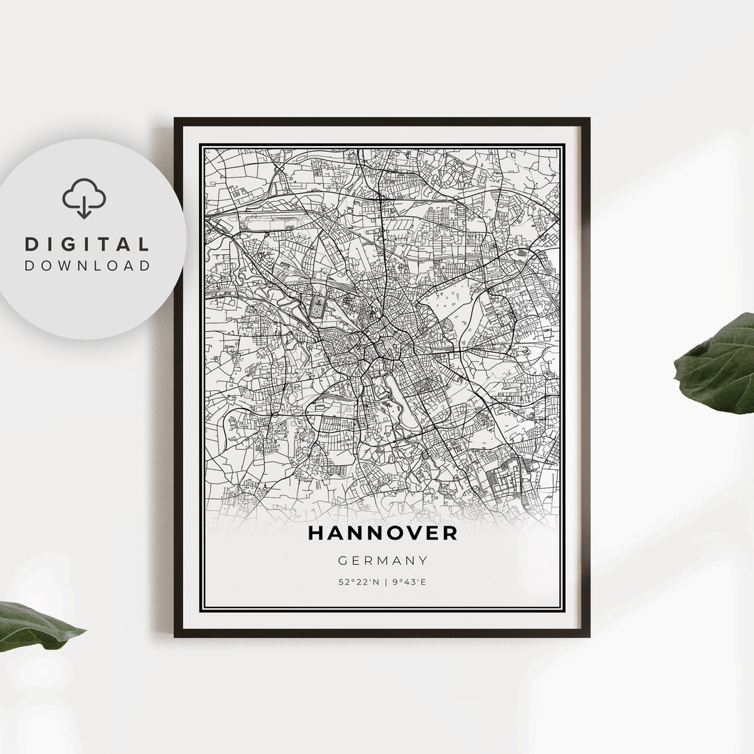 Hannover Map Print, Hanover Germany Map Art Poster, Printable City ...