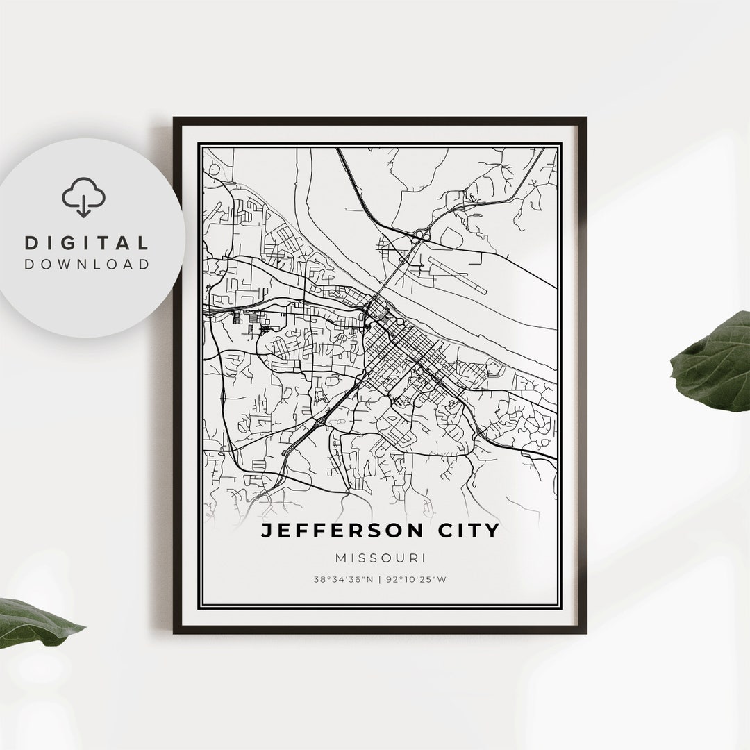 Jefferson City Map Print Missouri MO USA Mapa Arte Cartel - Etsy España