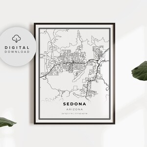 Sedona Map Print, Arizona AZ USA Map Art Poster, Yavapai Coconino ...