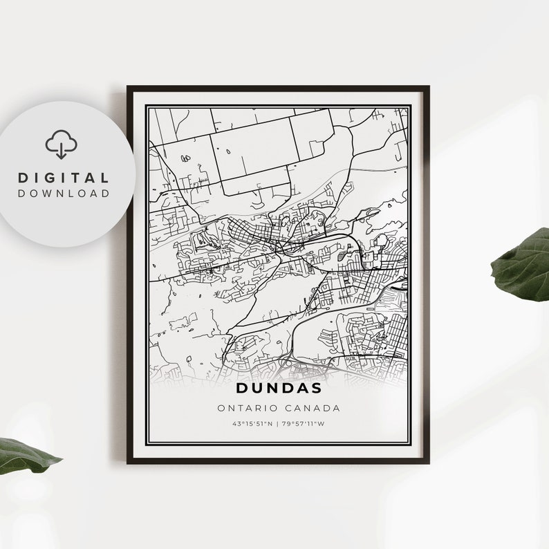 Dundas Map Print Ontario ON Canada Printable City Street Road - Etsy
