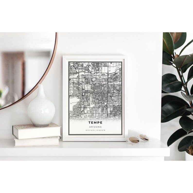 Tempe Map Print, Arizona AZ USA Map Art Poster, Printable City Street ...