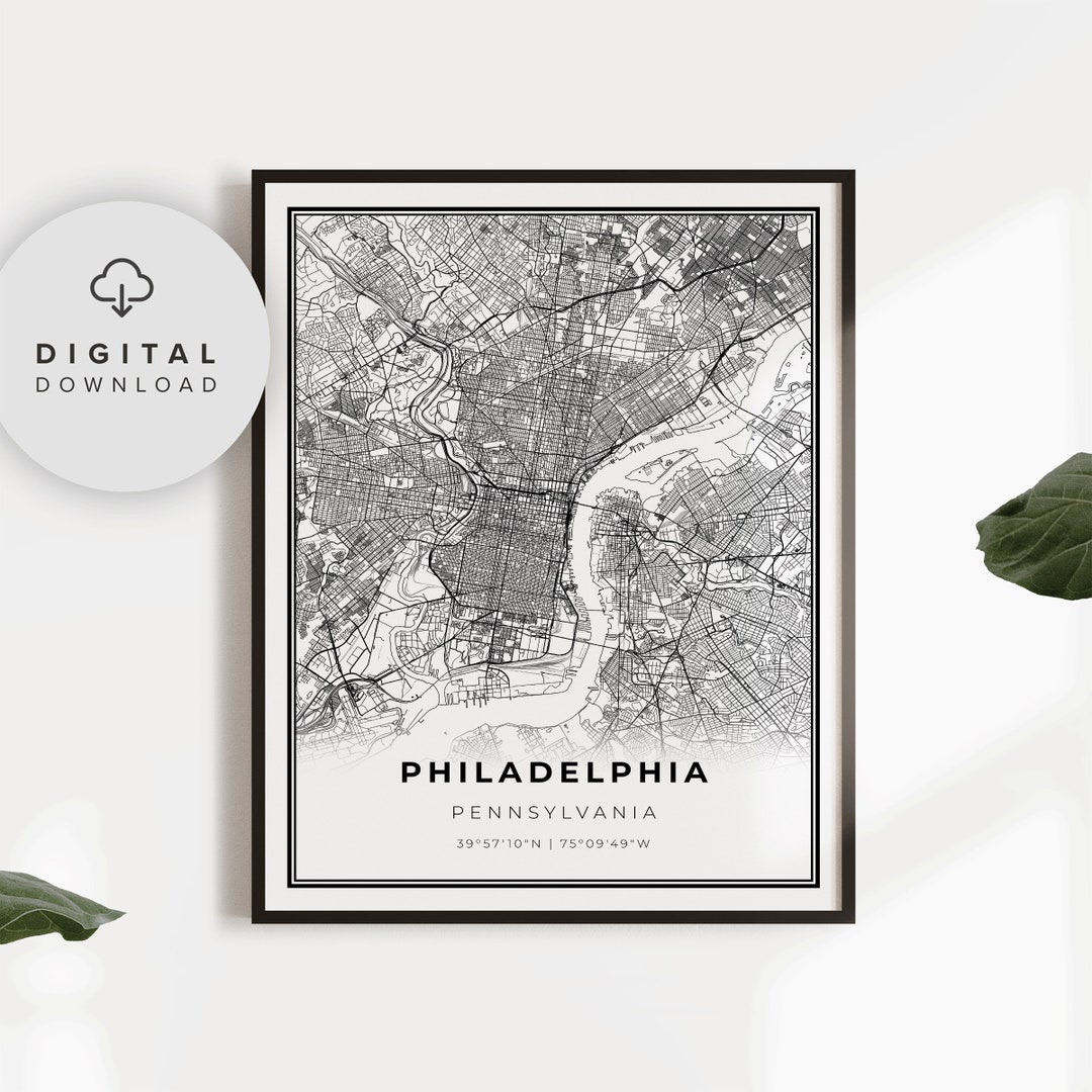 Philadelphia Area Map Print, Pennsylvania PA USA Map Art Poster ...