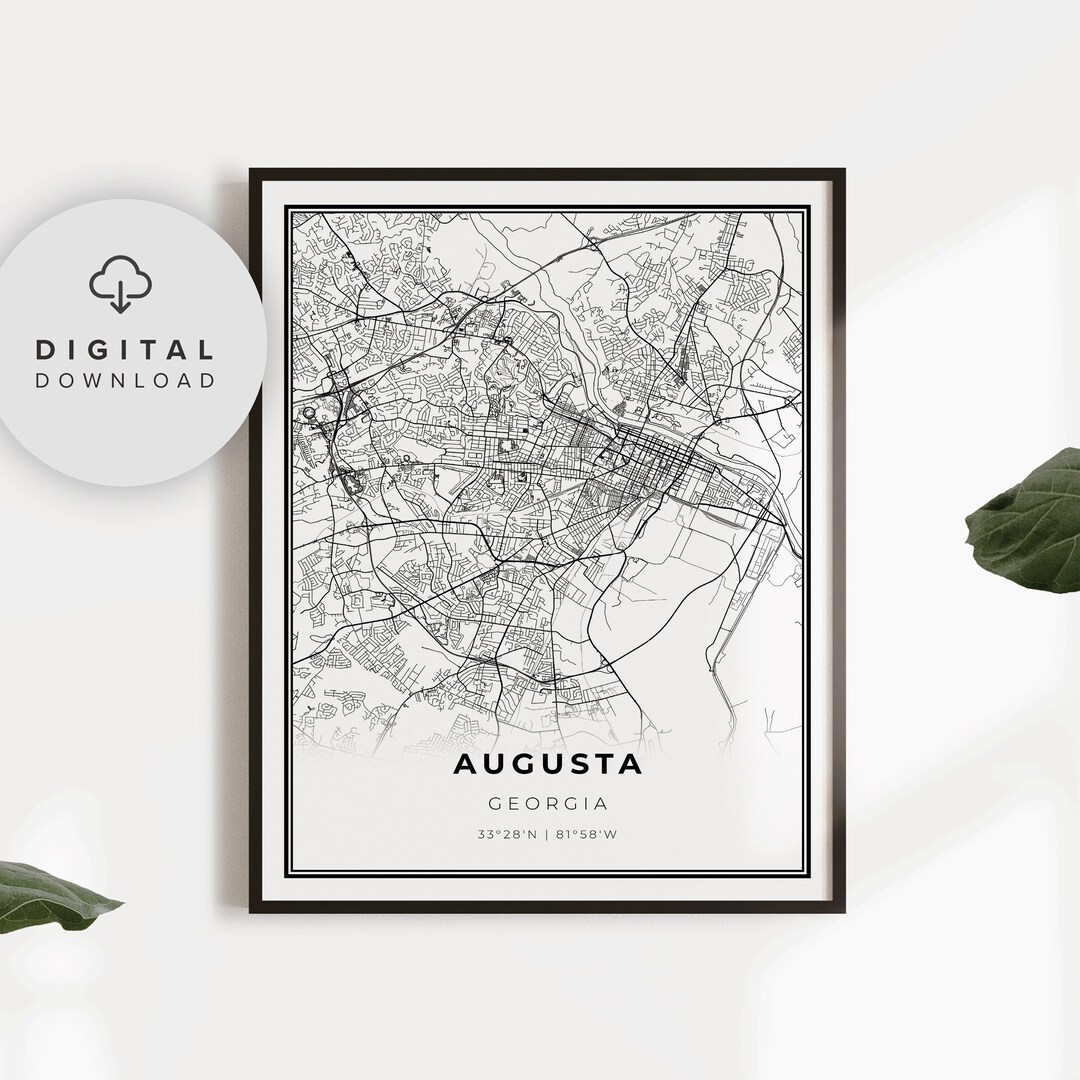 Augusta Georgia Map Art Print, City Street Map Poster (digital Download ...