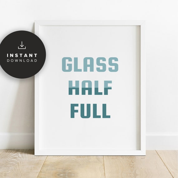 Glass Half Full Wall Art Printable Line Drawing - Etsy