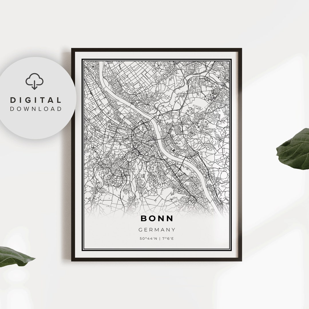 Bonn Map Print, Germany Map Art Poster, Printable City Street Road Map ...