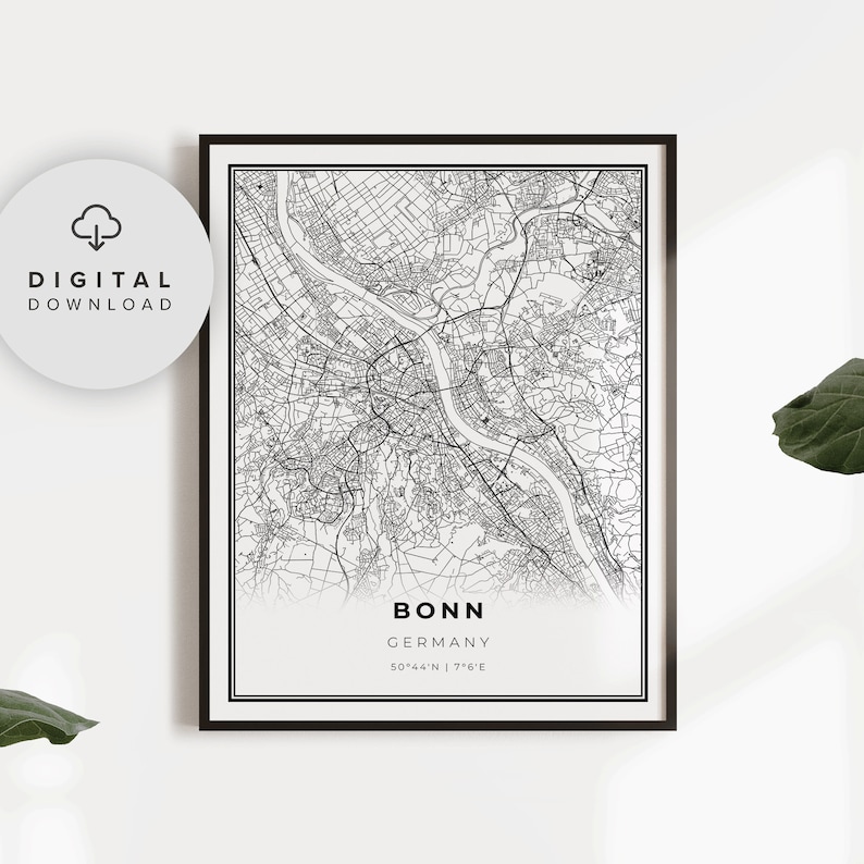 Bonn Map Print Germany Map Art Poster Printable City Street | Etsy