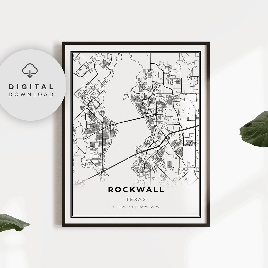 Rockwall Map Print, Texas USA Map Art Poster, TX United States ...