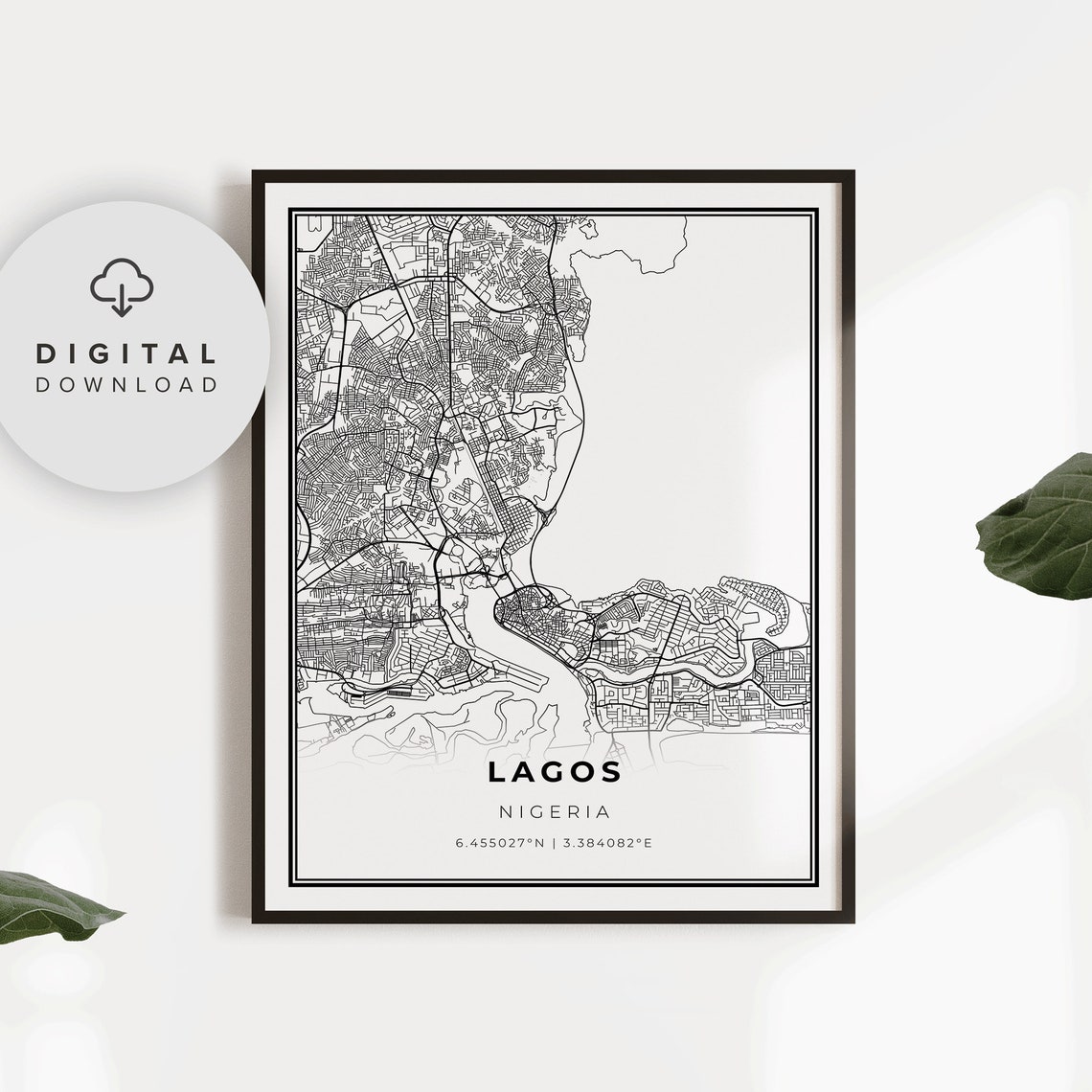 Lagos Map Print Nigeria Map Art Poster Printable City Street - Etsy