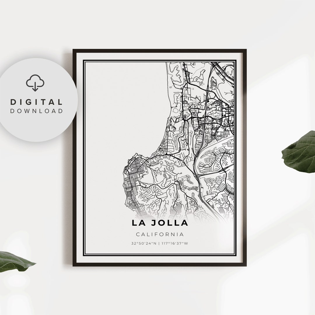 La Jolla California Map Art Print, San Diego, USA (digital Download ...