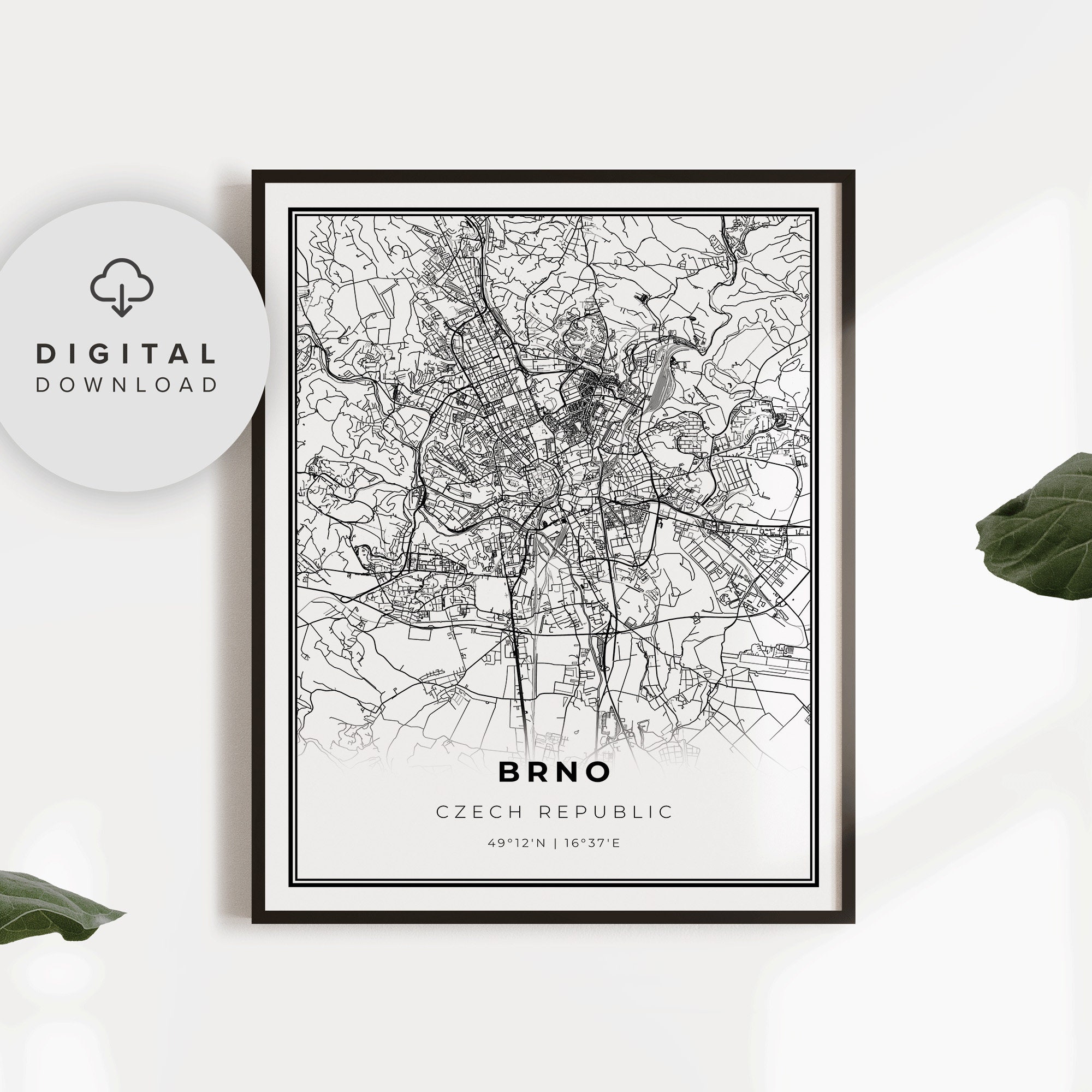 Brno Czech Republic Map Art Print, City Street Map (digital Download ...