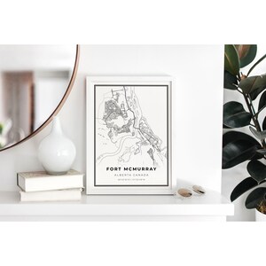 Fort Mcmurray Map Print, Alberta AB Canada Map Art Poster, Printable ...