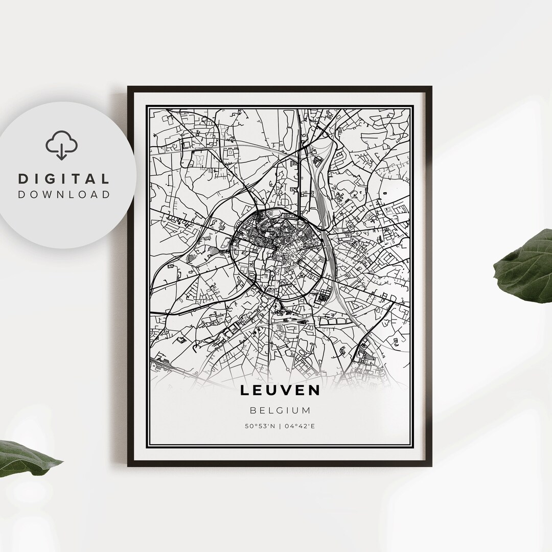 Leuven Map Print, Belgium Map Art Poster, Louvain Lwen Brabant ...