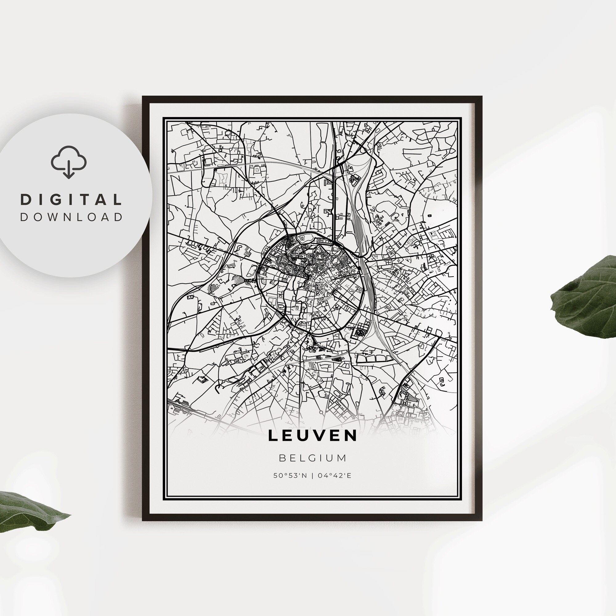 Leuven Map Print, Belgium Map Art Poster, Louvain L√∂wen Brabant ...
