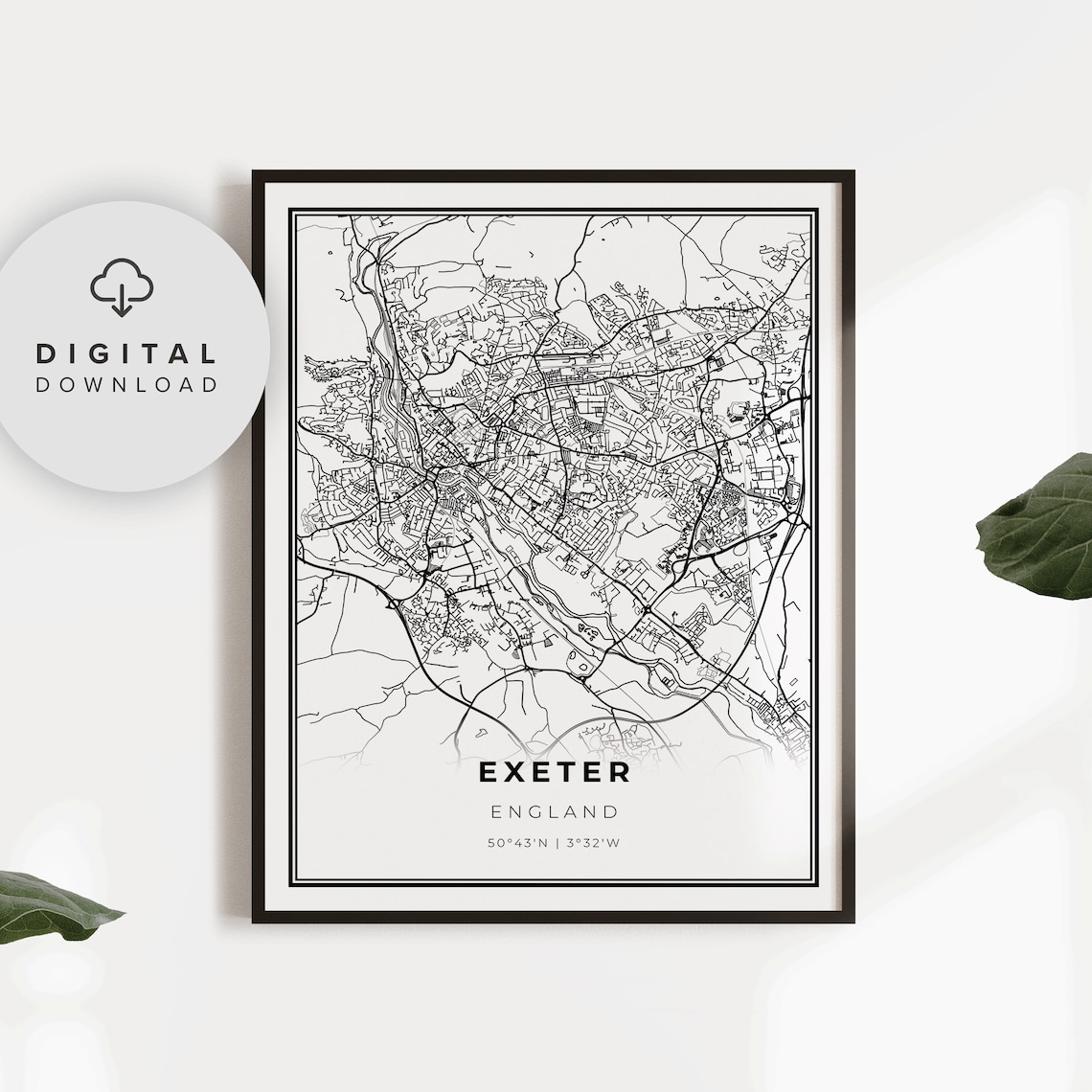 Exeter Map Print England UK United Kingdom Map Art Poster | Etsy