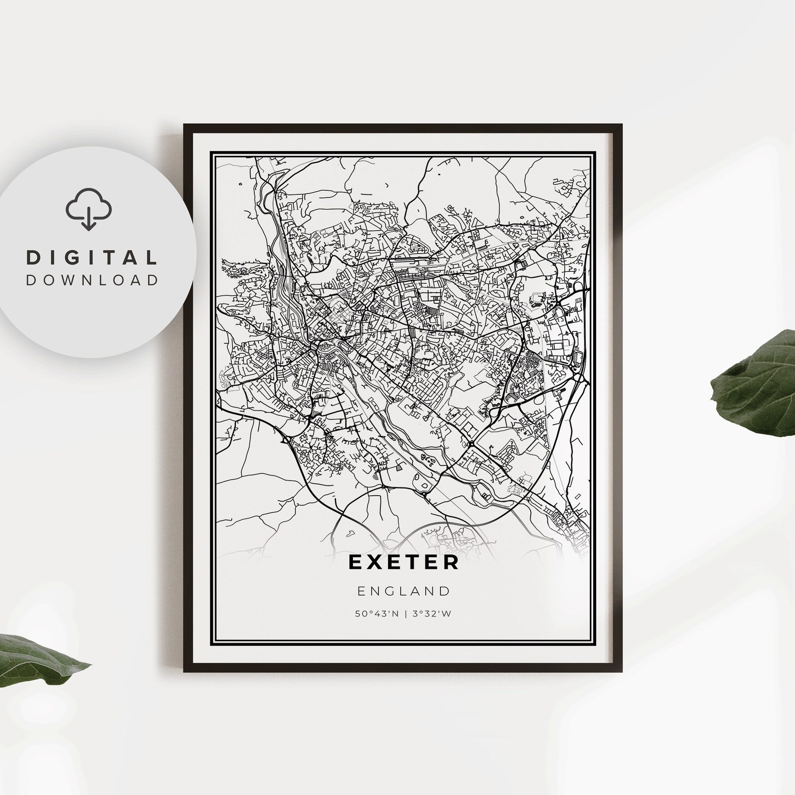 Exeter Map Print England UK United Kingdom Map Art Poster | Etsy