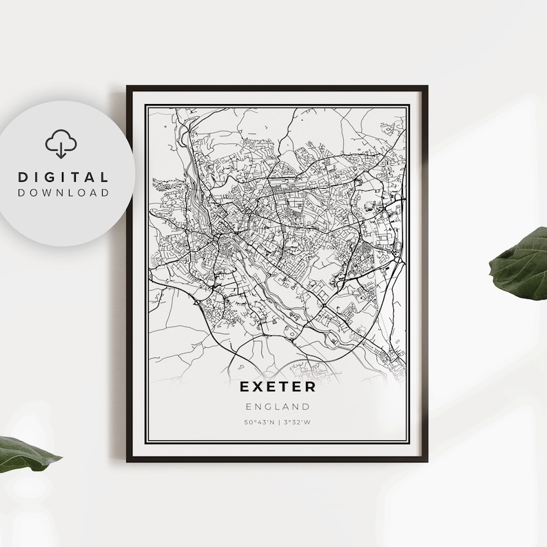 Exeter Map Print England UK United Kingdom Map Art Poster | Etsy