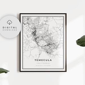 Temecula Map Print, California CA USA Map Art Poster, Printable City ...