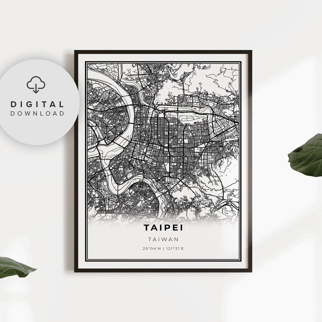 Taipei Map Print Taiwan Map Art Poster Taipei Printable - Etsy