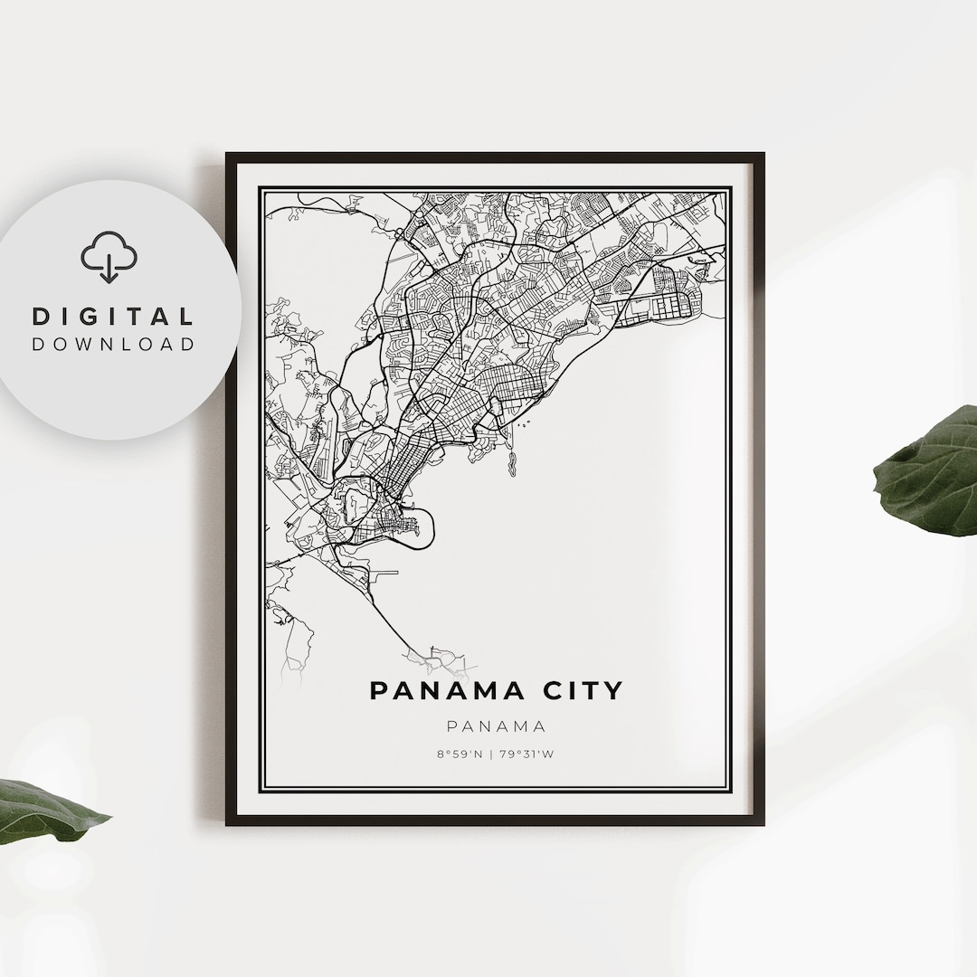 Panama City Map Print, Panama Map Art Poster, Printable City Street ...