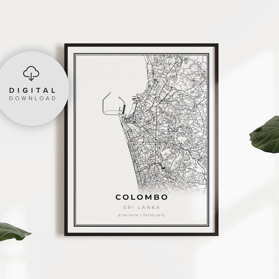 Colombo Map Print Sri Lanka Map Art Poster Printable City | Etsy