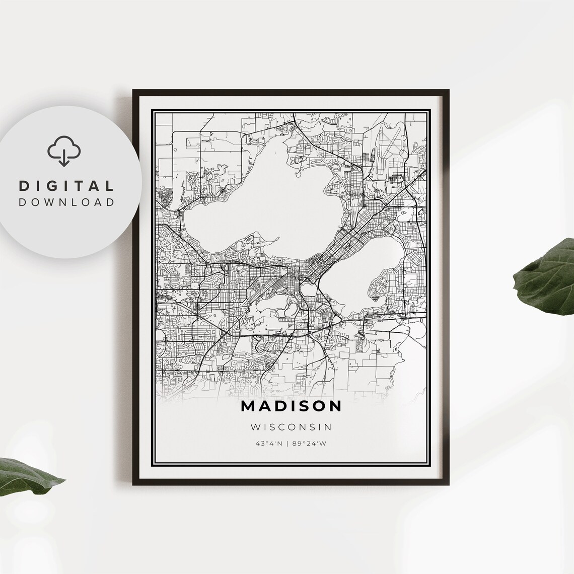 Madison Map Print Wisconsin WI USA Map Art Poster Printable | Etsy