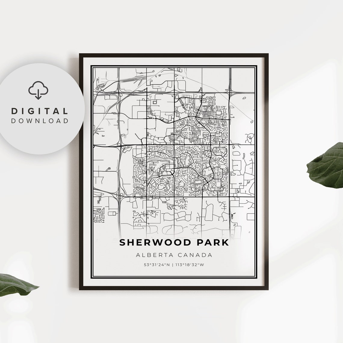 Sherwood Park Map Print, Alberta AB Canada, Printable City Street Road ...