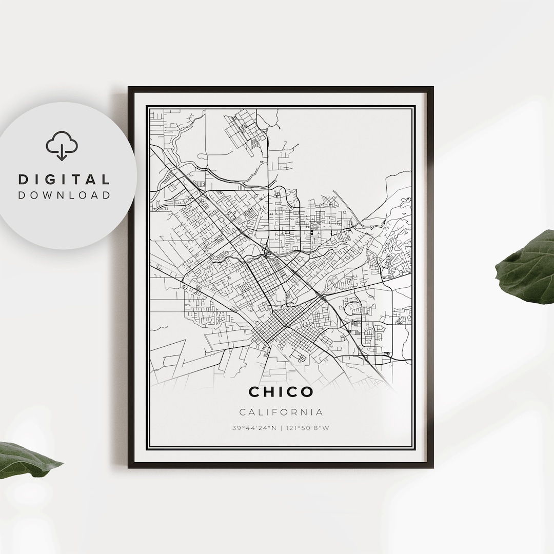 Chico California Map Art Print, City Street Map (digital Download ...