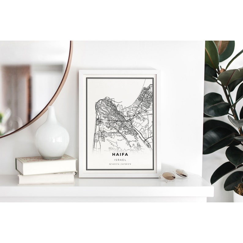 Haifa Map Print Israel Map Art Poster Printable City Street - Etsy