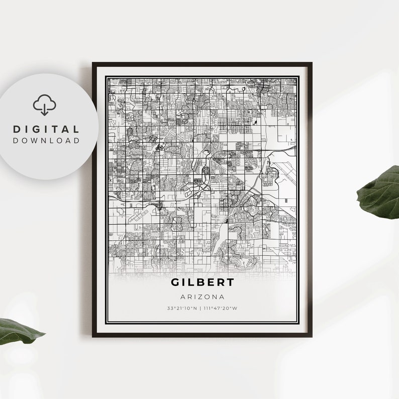 Gilbert Map Print, Arizona AZ USA Map Art Poster, Printable City Street ...