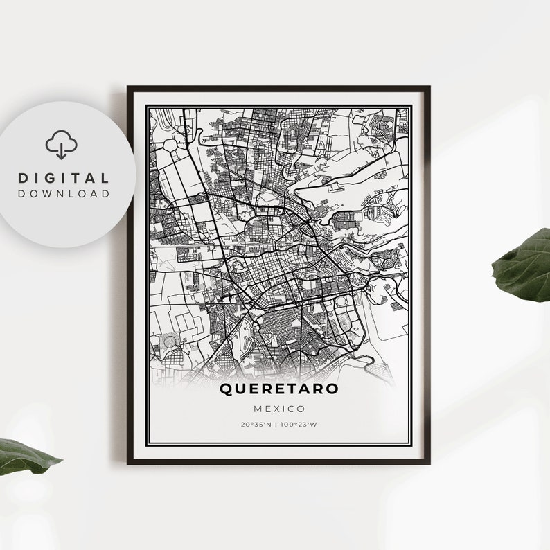 Queretaro Map Print Mexico Map Art Poster Santiago | Etsy