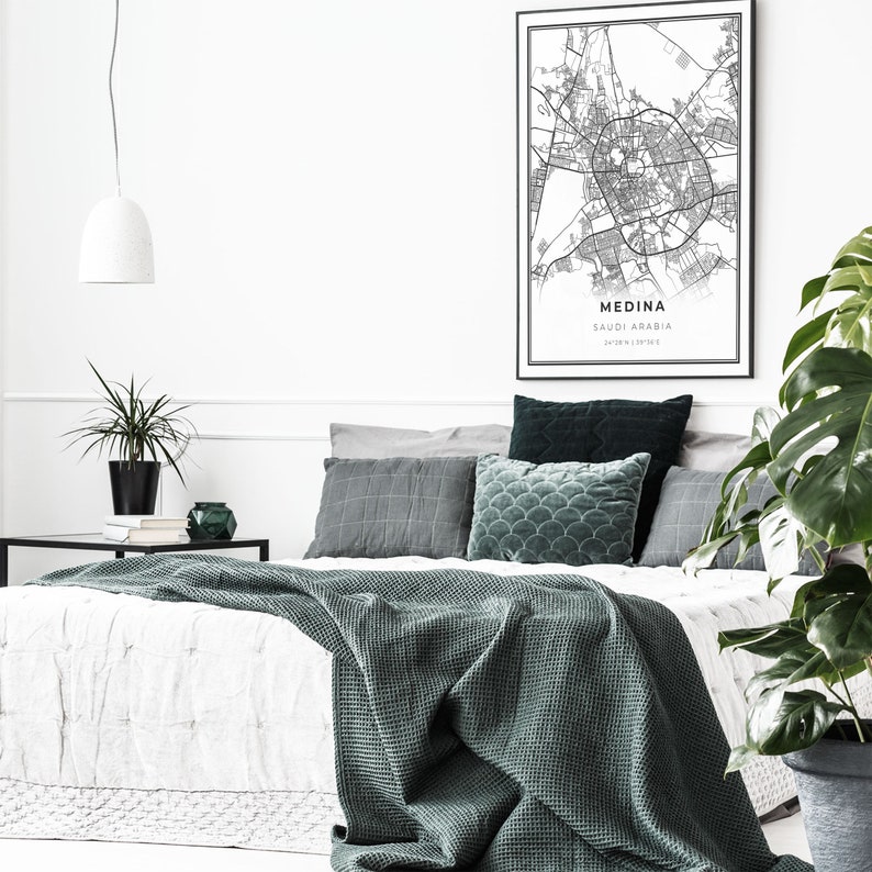 Medina Map Print Saudi Arabia Map Art Poster Printable City | Etsy