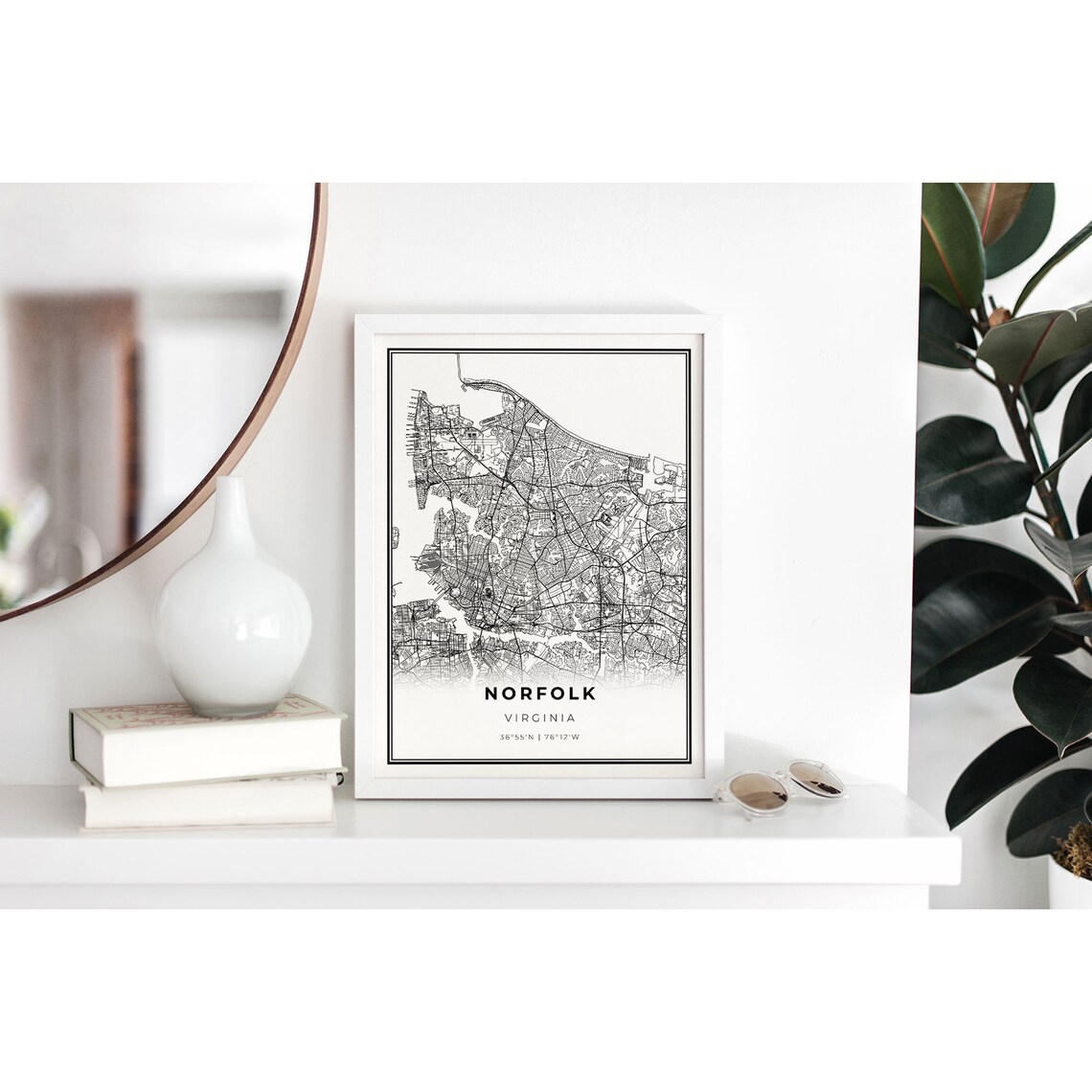 Norfolk Map Print Virginia VA USA Map Art Poster Printable - Etsy