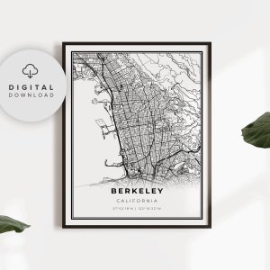 Berkeley Map Print, California CA USA Map Art Poster, Printable City ...