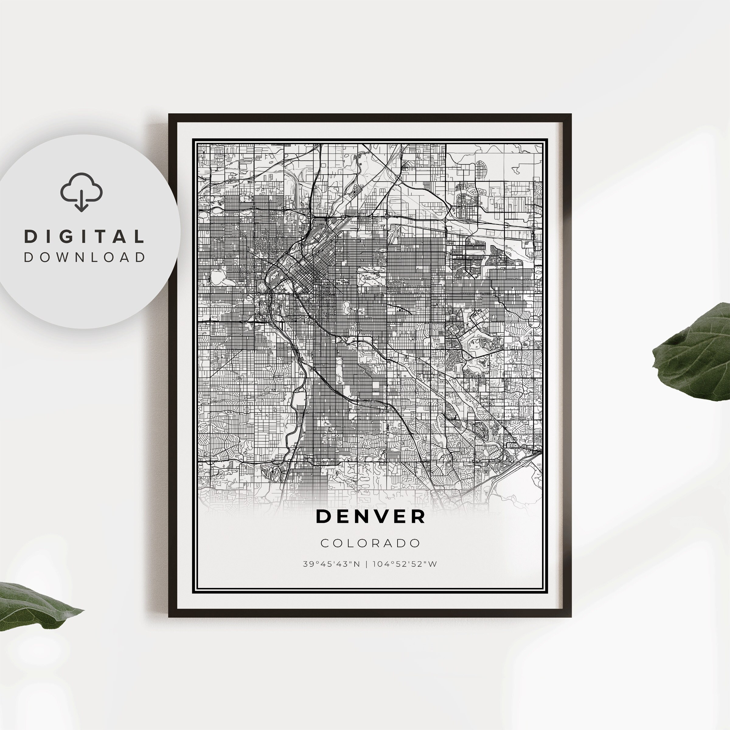 Denver Map Print Colorado CO USA Map Art Poster Printable | Etsy