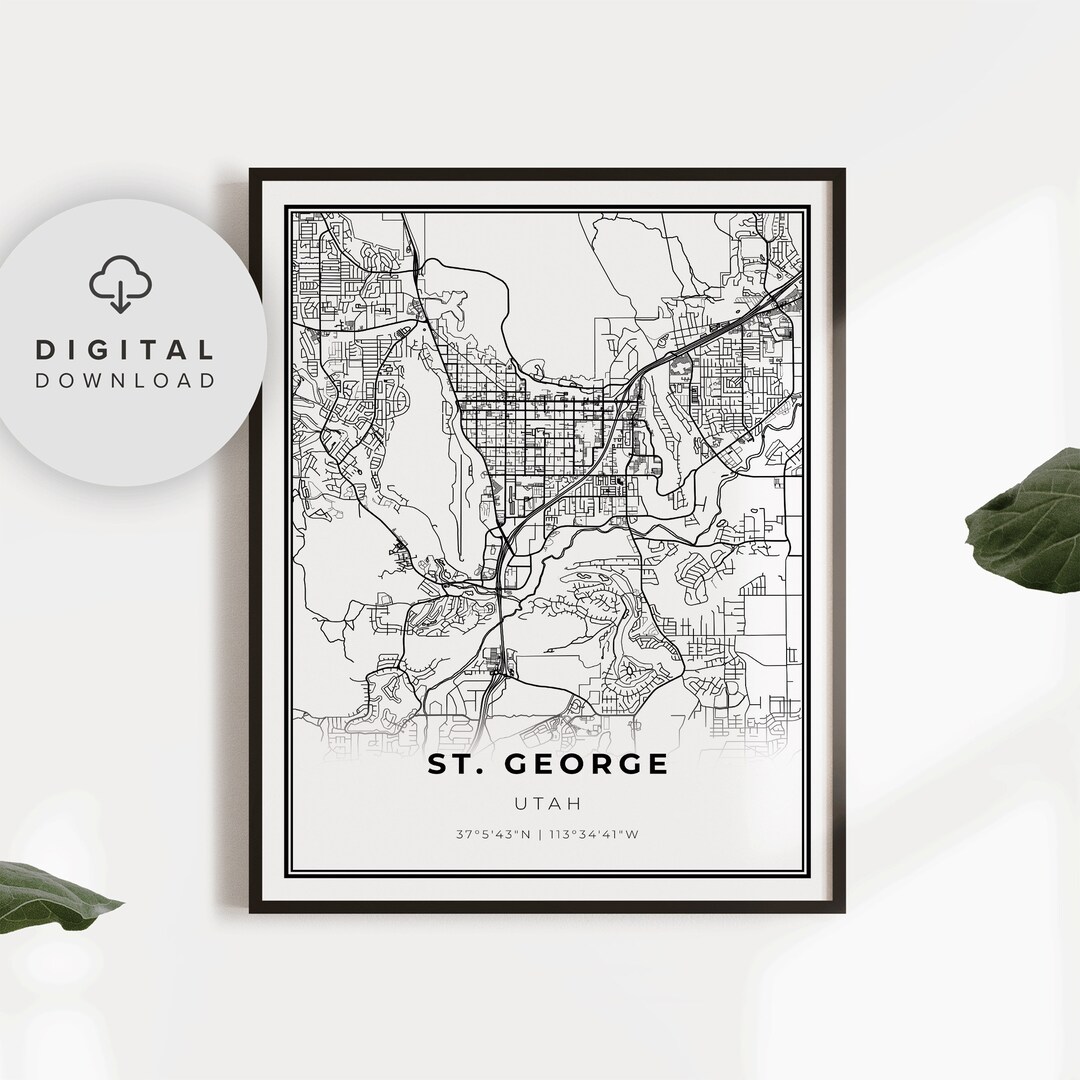 St. George Map Print, Utah UT USA Map Art Poster, St George Dixie ...