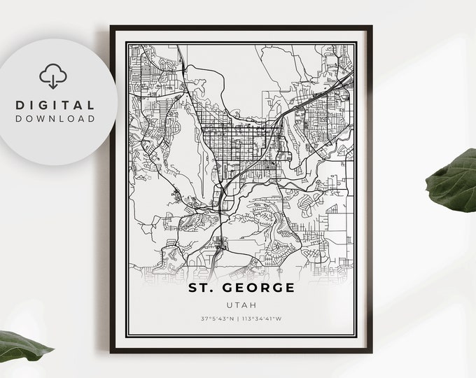 St George Map Poster, St George Map Print, St George Travel Wall Art ...
