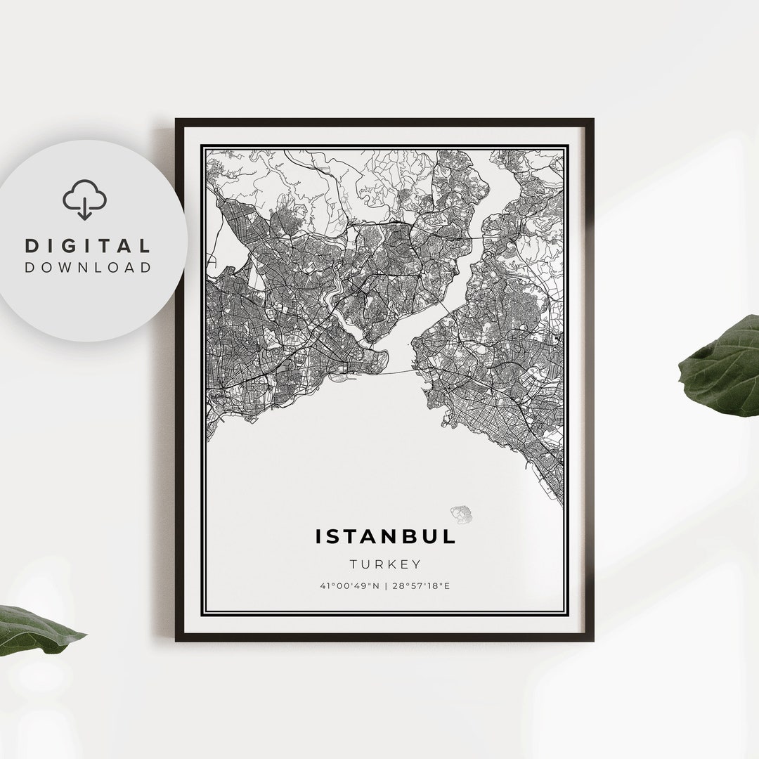 Istanbul Map Print, Turkey Map Art Poster, Marmara, Printable City ...