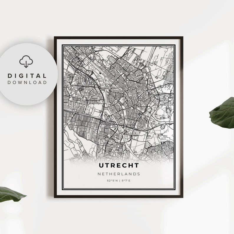 Utrecht Map Print Netherlands Map Art Poster Nederland | Etsy