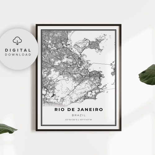 Rio De Janeiro Map Print Brazil Map Art Poster Printable - Etsy