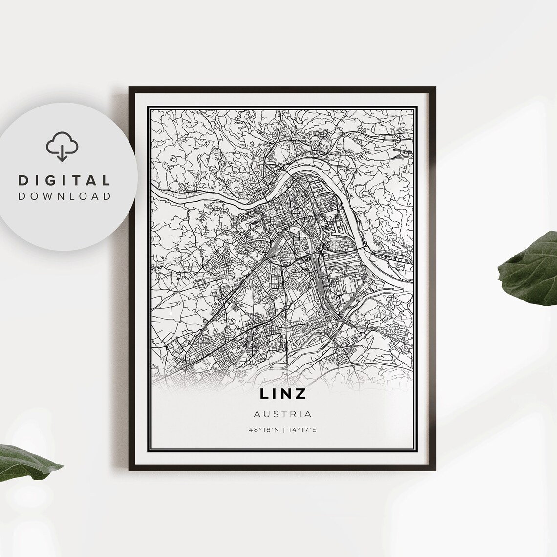 Linz Map Print Austria Map Art Poster Printable City Street - Etsy