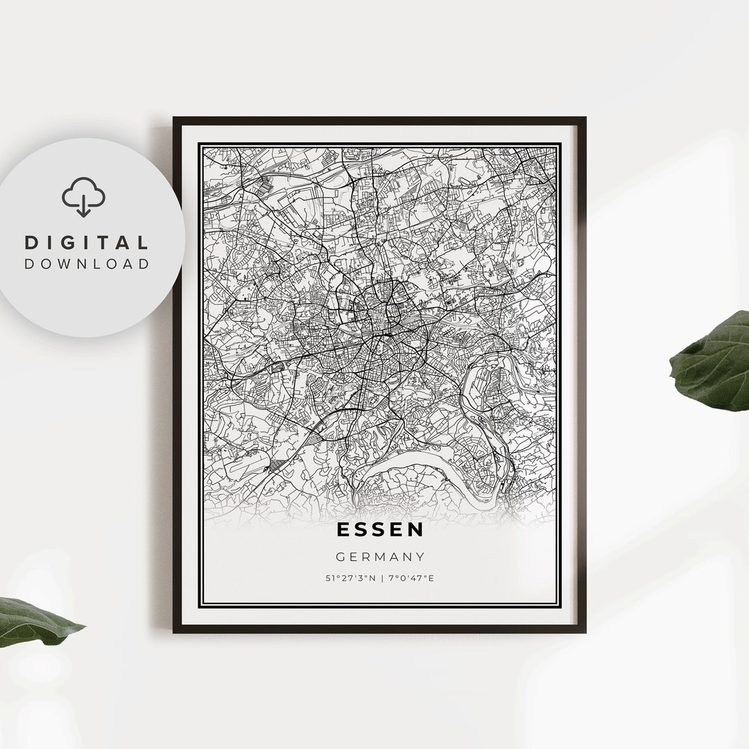 Essen Map Print, Germany Map Art Poster, Printable City Street Road Map ...