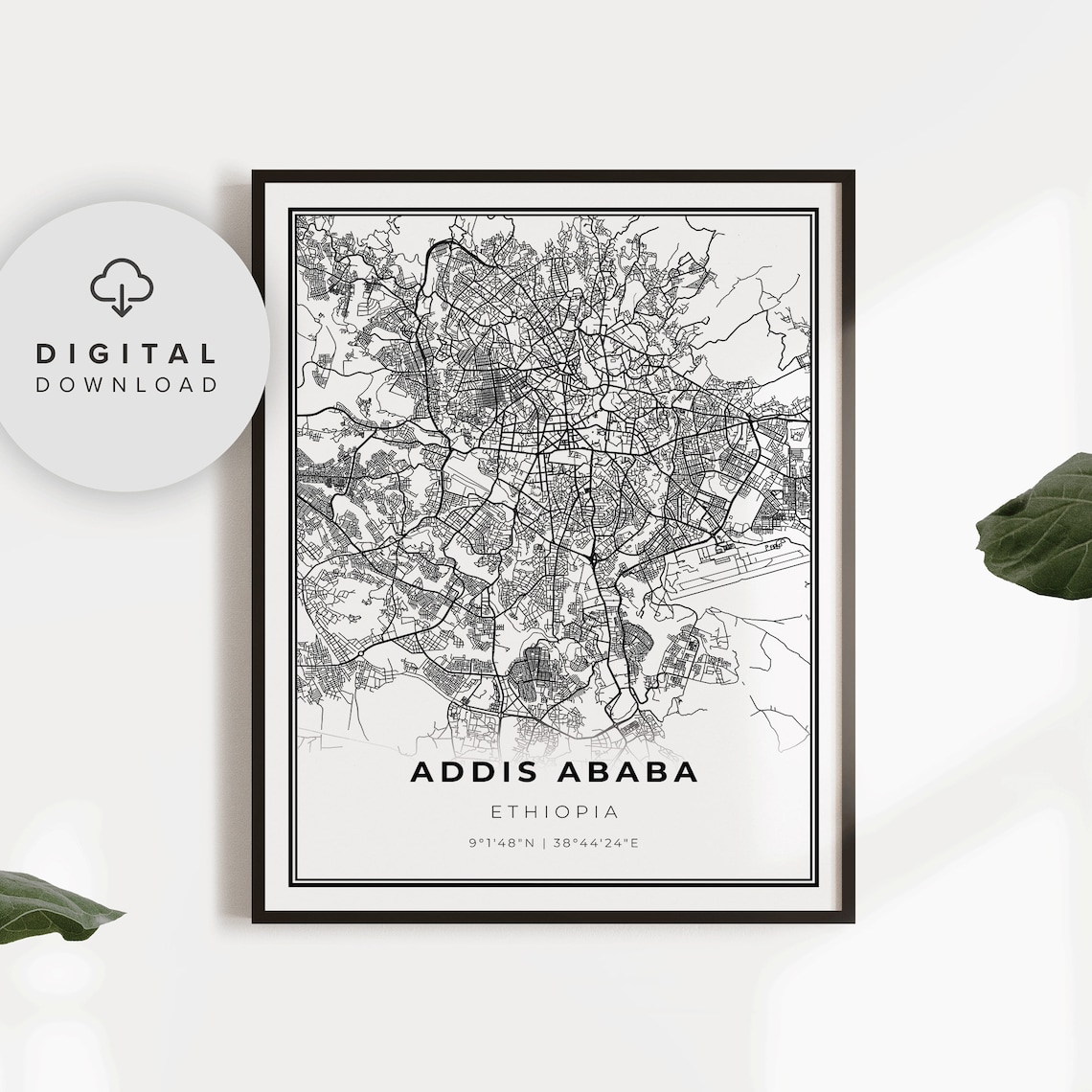 Addis Ababa Map Print Ethiopia Map Art Poster Abeba Africa | Etsy