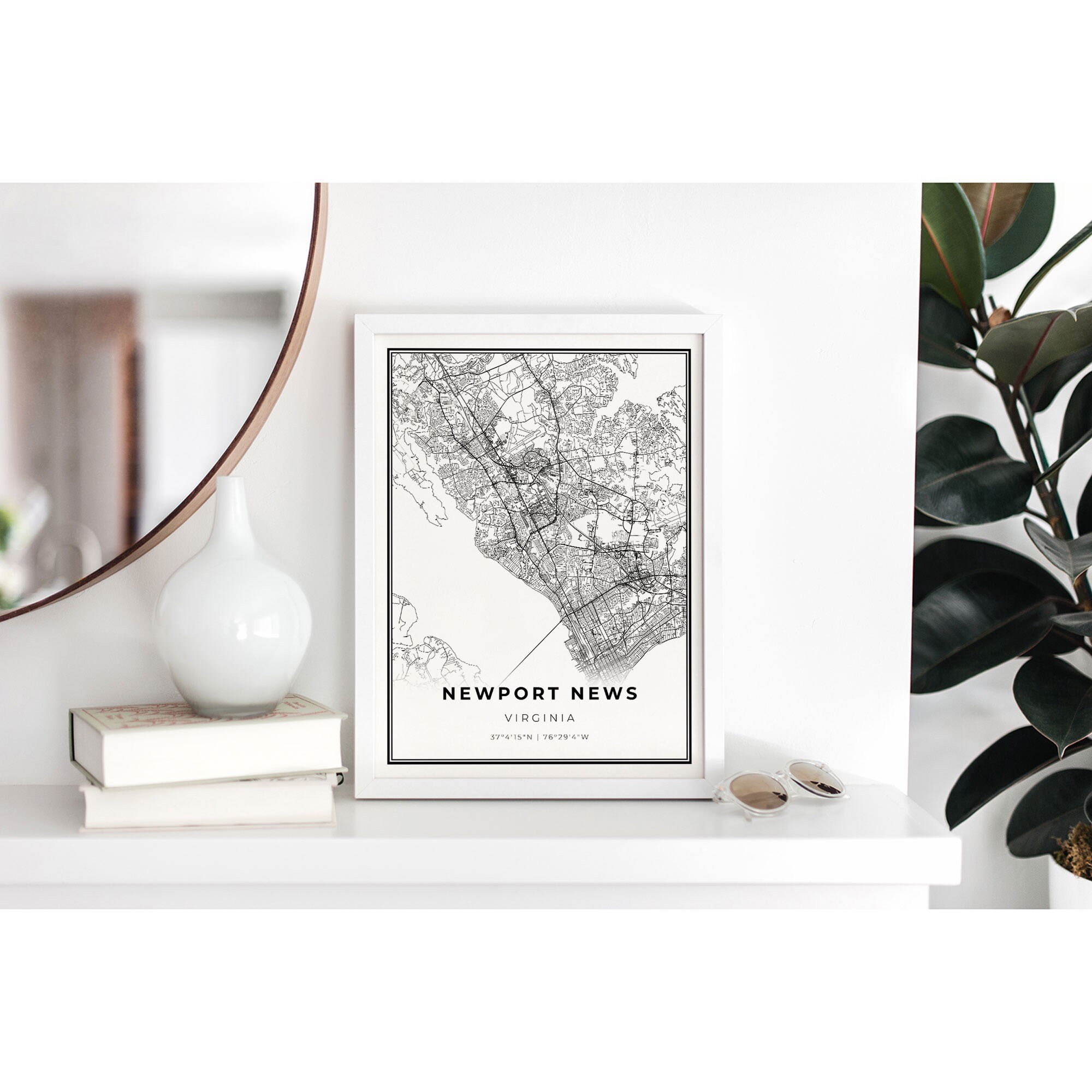 Newport News Map Print, Virginia VA USA Map Art Poster, Printable City ...