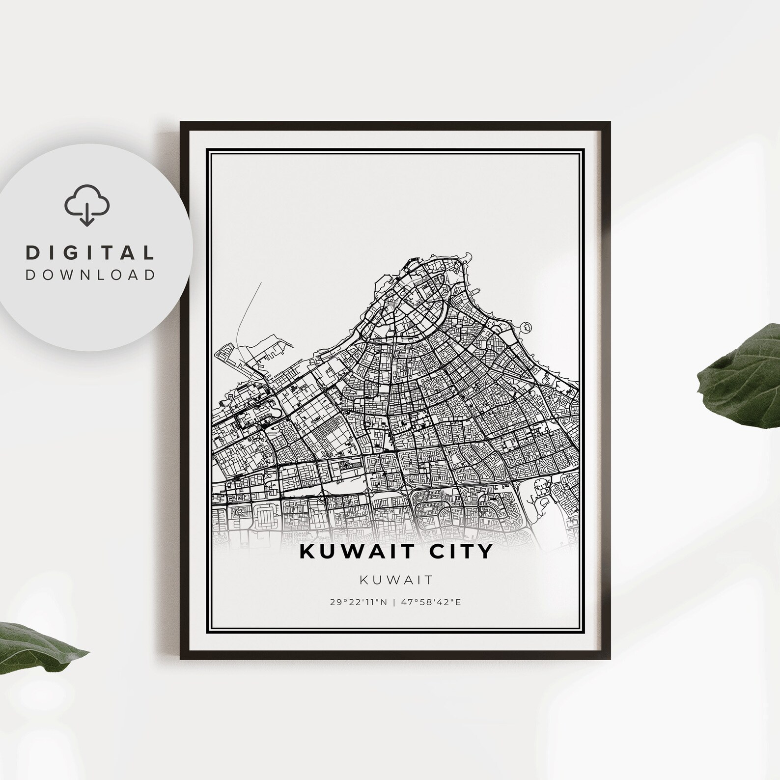 Kuwait City Map Print Kuwait Map Art Poster Arabian | Etsy