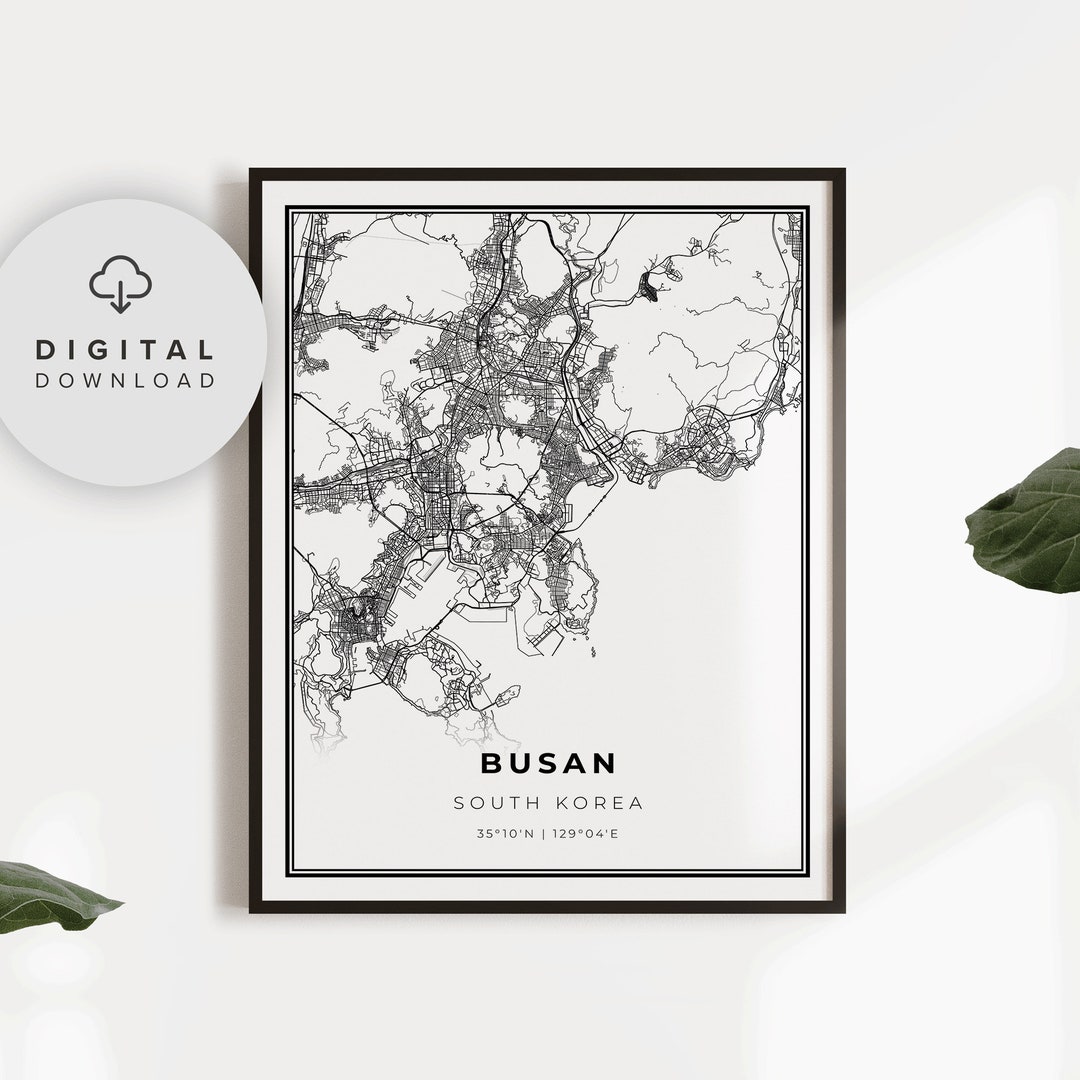 Busan Map Print, South Korea Map Art Poster, Printable City Street Road ...