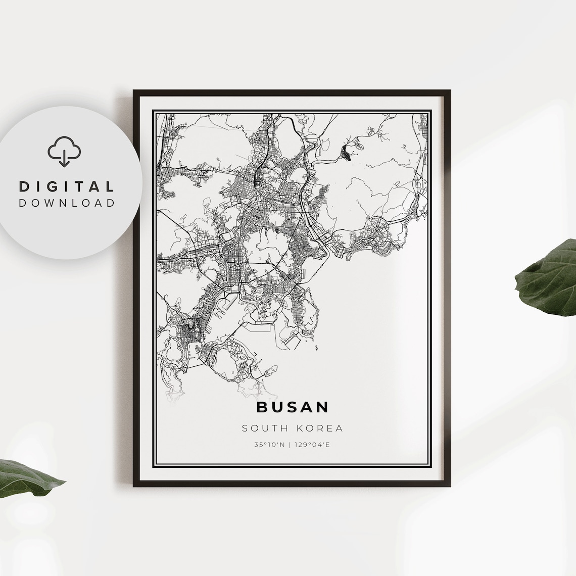 Busan Map Print South Korea Map Art Poster Printable city | Etsy