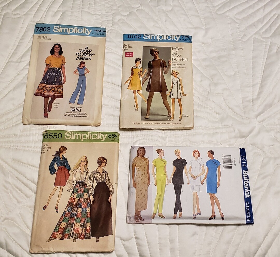 Lot of 4 Vintage 1960's-70's Simplicity Sewing Patterns & 1 Butterick ...