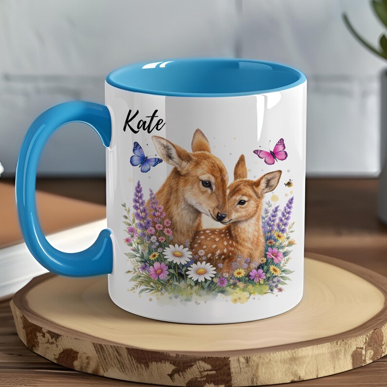 Personalised Deer Mug — Custom Name Fawn Gift for Her Him — Deer Lover ...